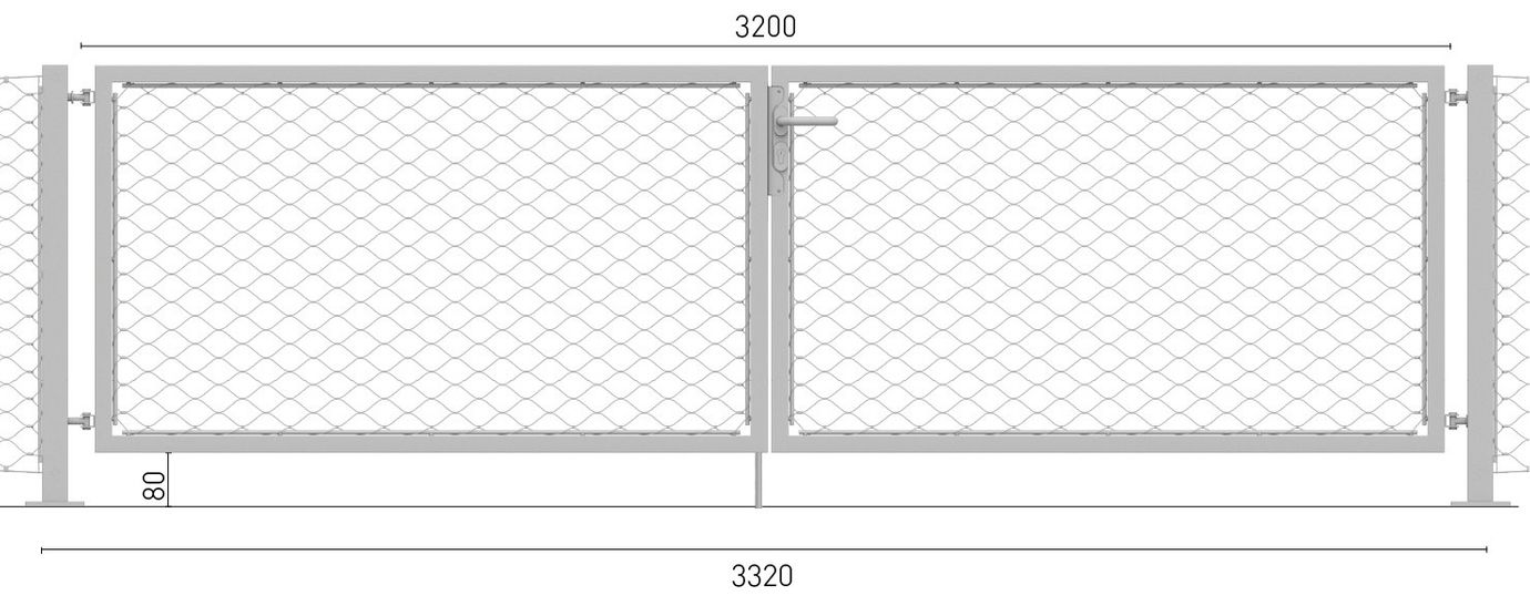 Edelstahl-Doppeltor Perimesh®, Breite 320cm, Höhen 100 und 125cm